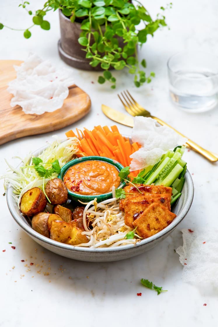 Gado-gado - indonesisk salat med peanøttsaus, friske grønnsaker ...